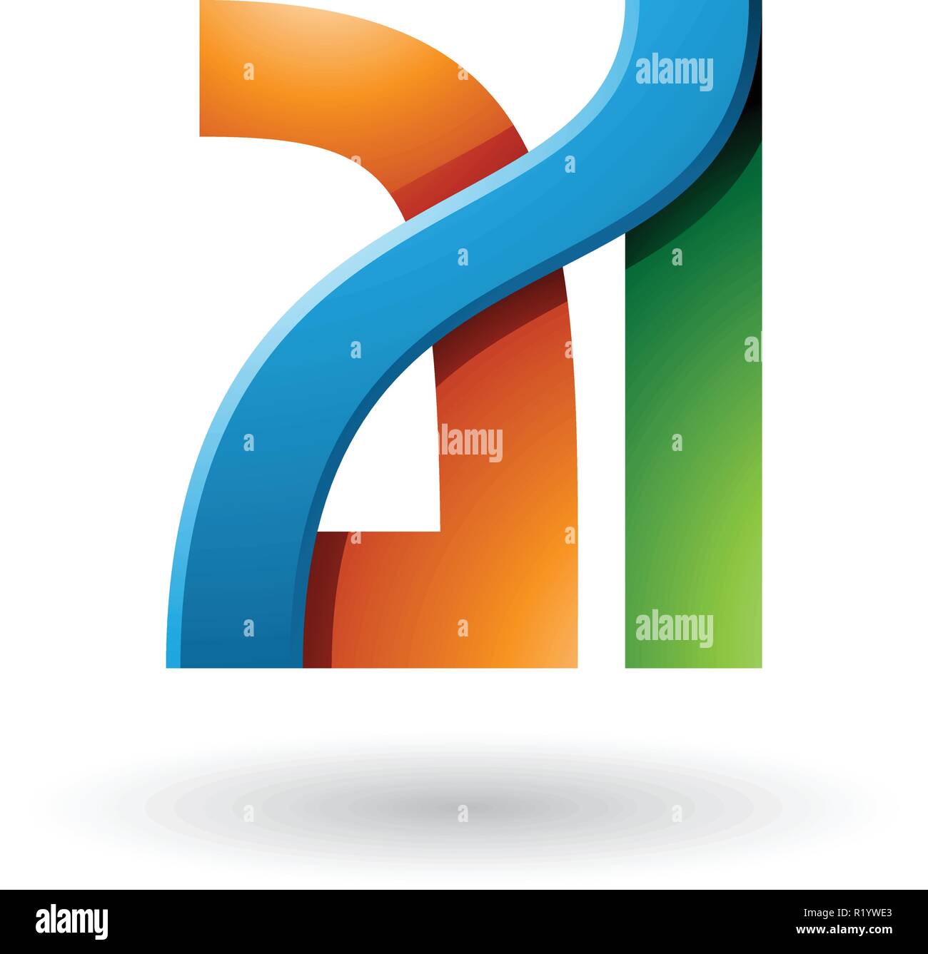 Vector Illustration of Orange and Green Bold Dual Letters A and I ...