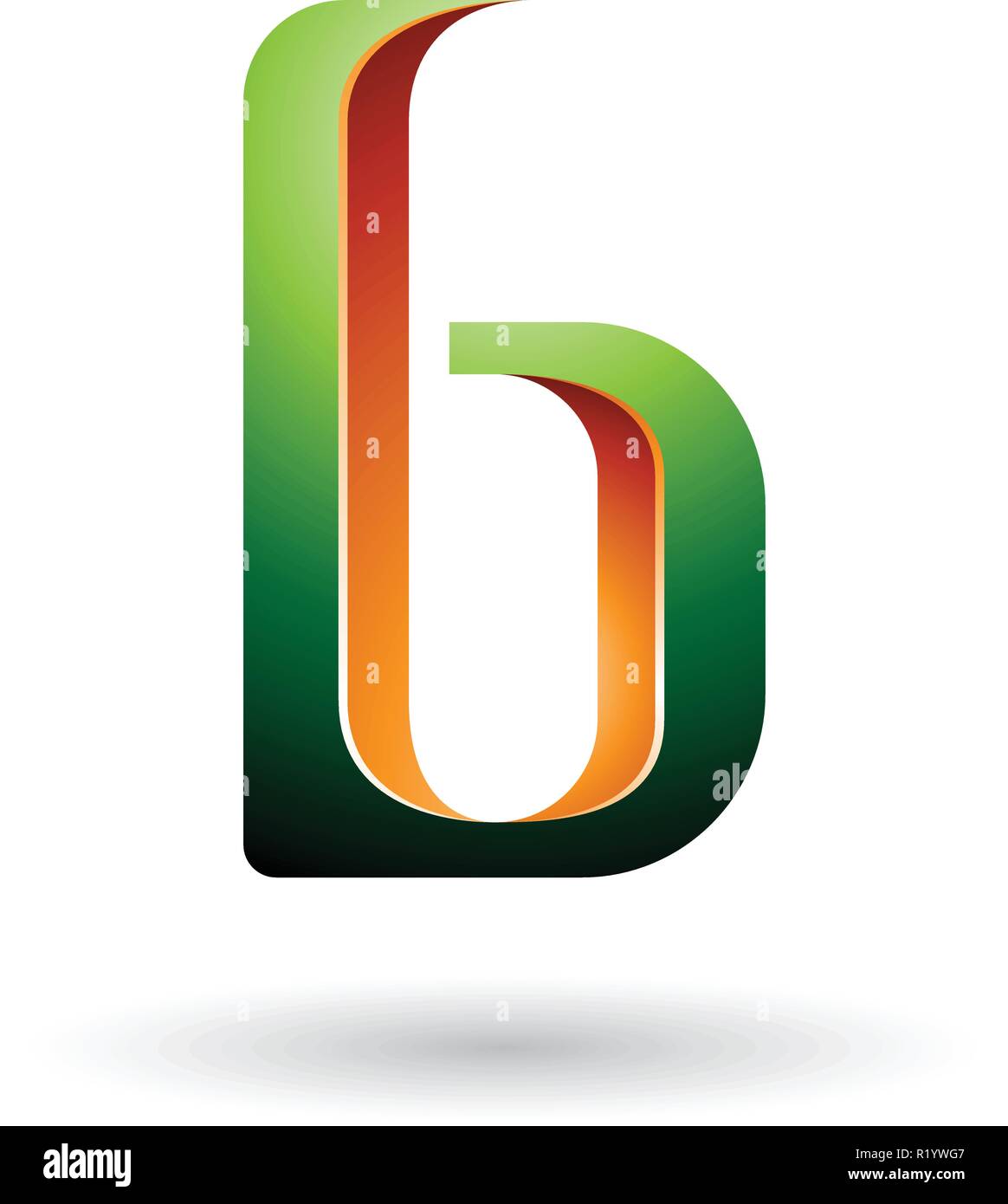 Vector Illustration of Orange and Green Shaded Letter B isolated on a ...