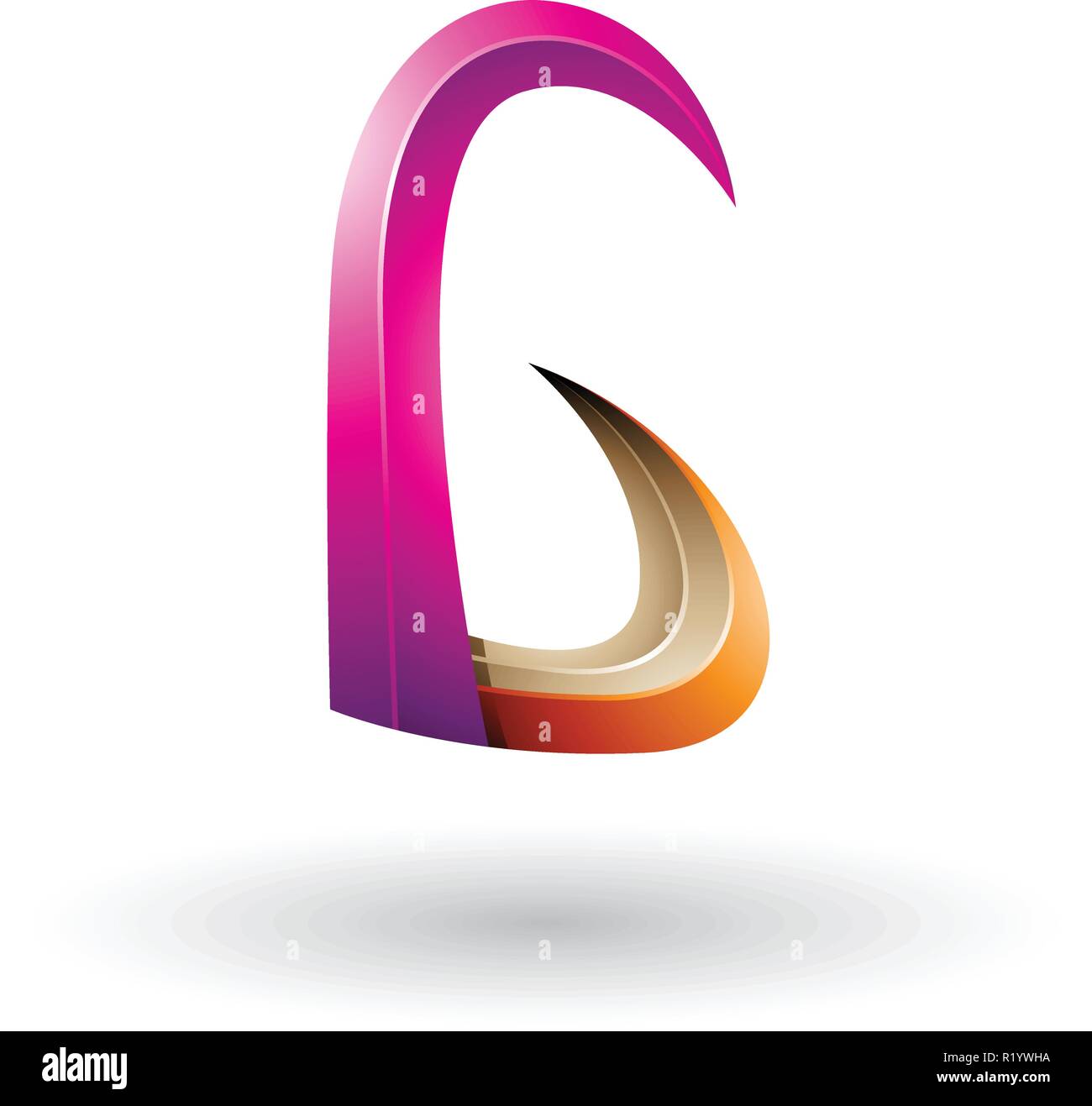 Vector Illustration of Orange and Magenta 3d Horn Like Letter G ...