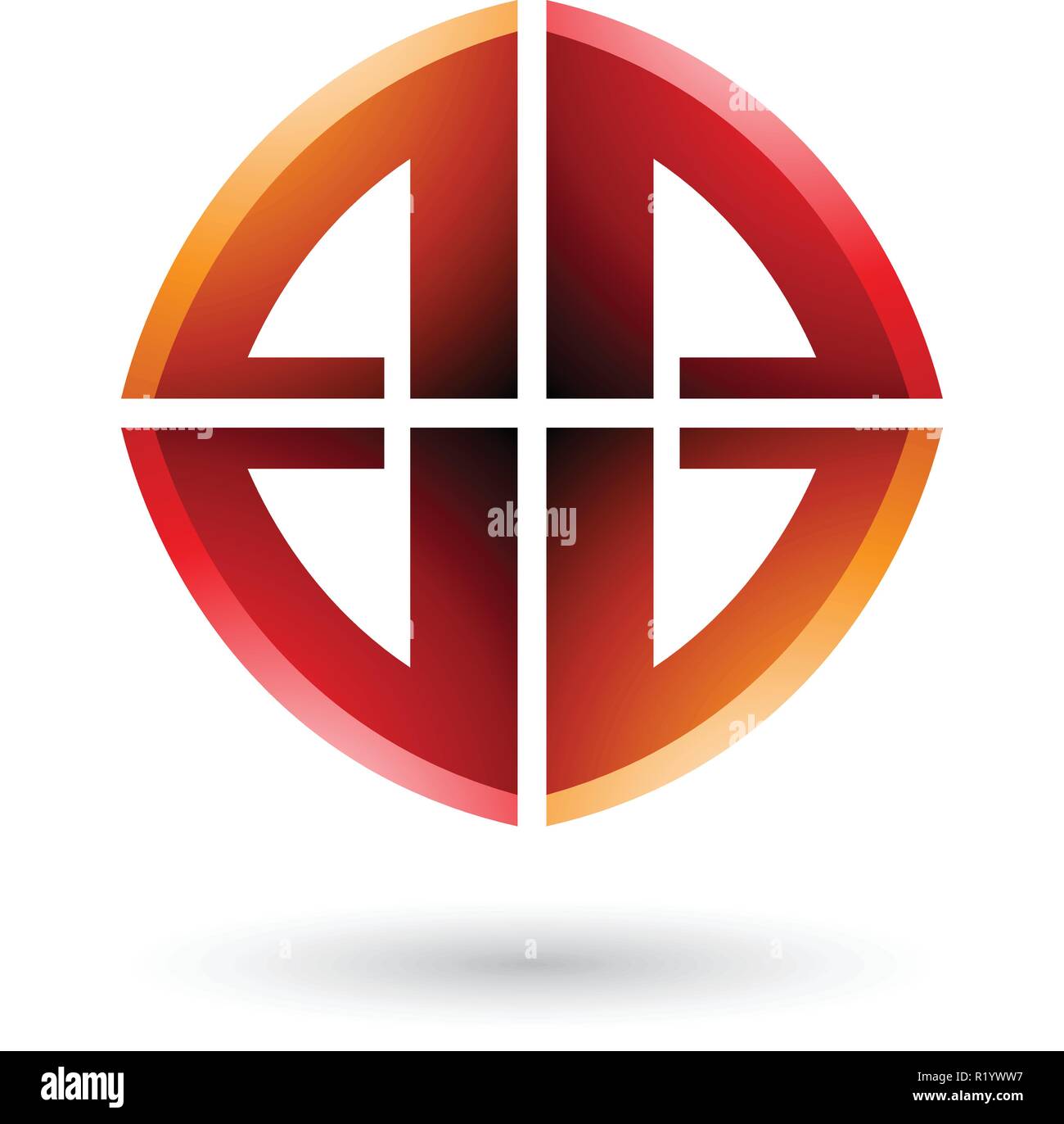 Vector Illustration of Orange and Red Double Sided Shape of Letter B ...