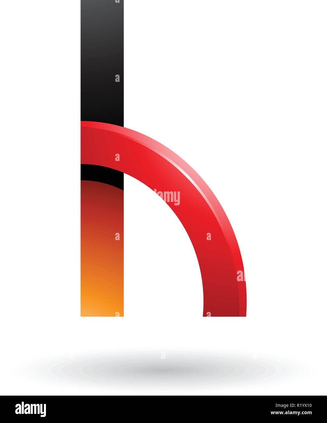 Vector Illustration of Orange and Red Letter H with a Glossy Quarter ...