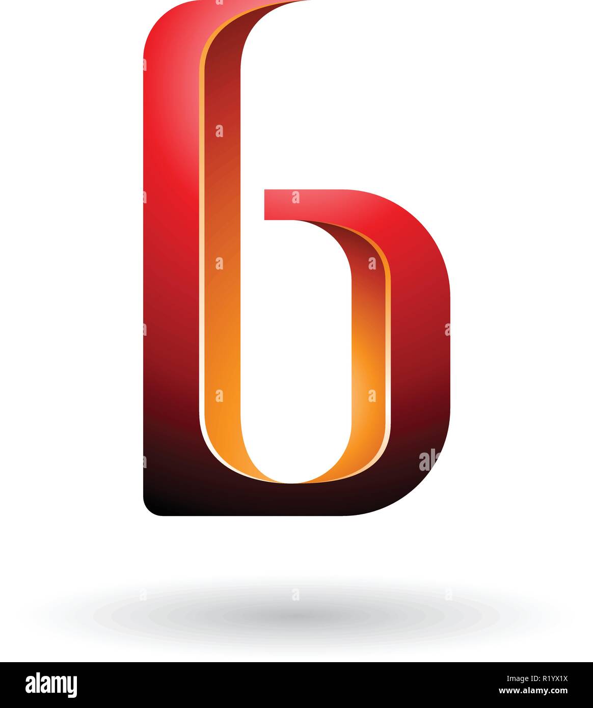 Vector Illustration of Orange and Red Shaded Letter B isolated on a ...