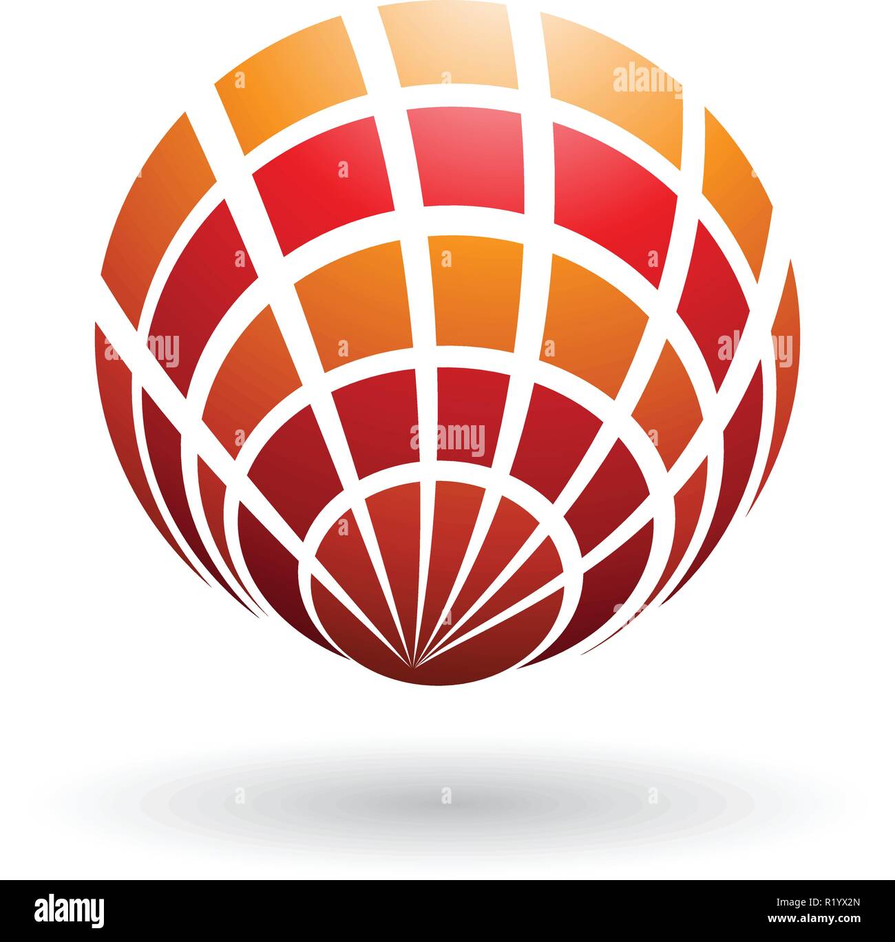 Vector Illustration of Orange and Red Shell Like Round Icon isolated on ...