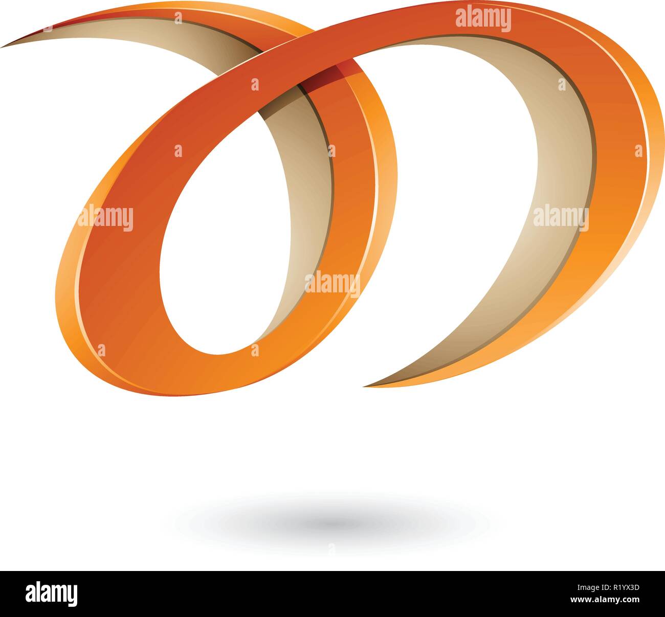 Vector Illustration of Orange and Beige Curvy Letter A and D isolated ...