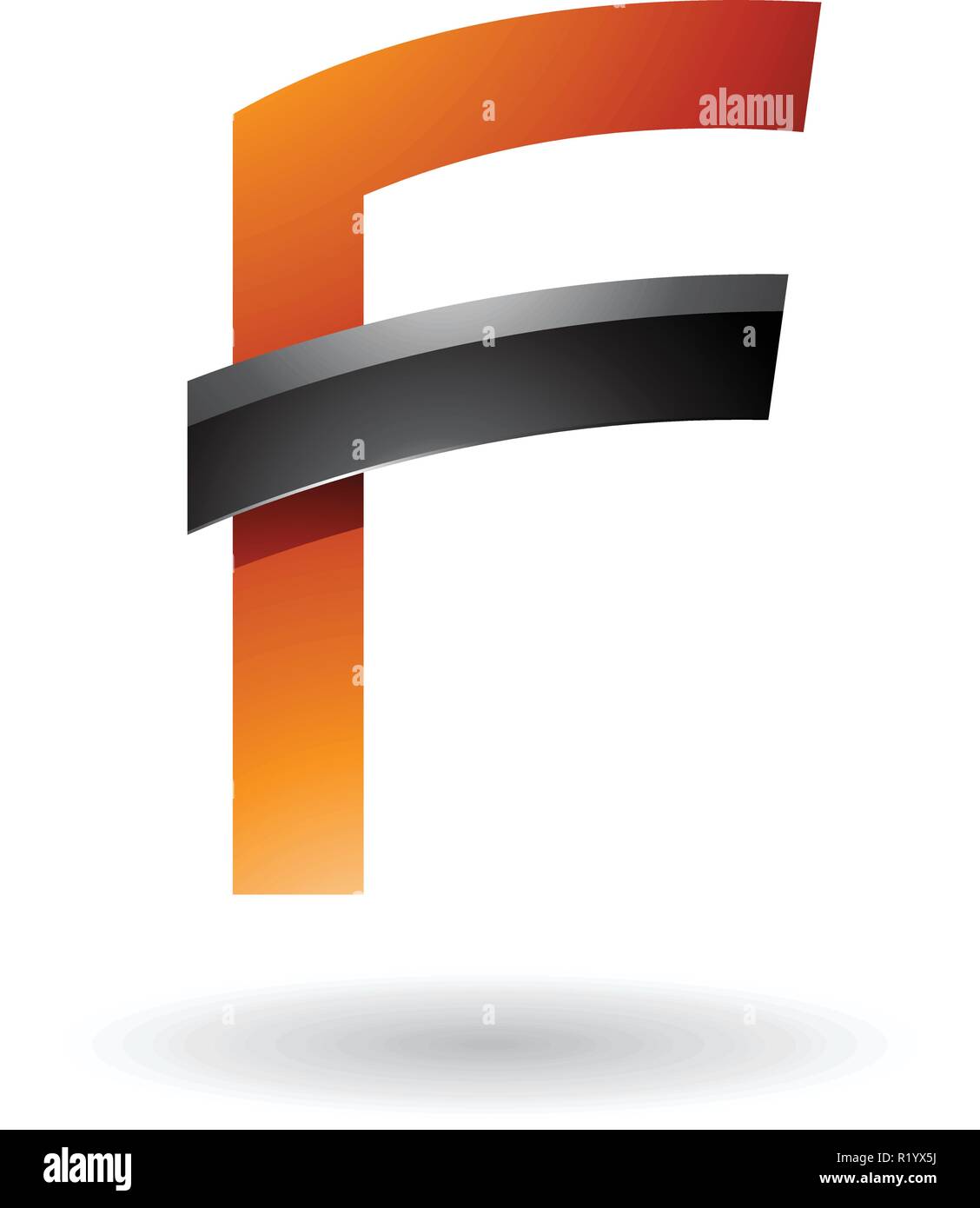 Vector Illustration of Orange Letter F with Black Glossy Stick isolated ...