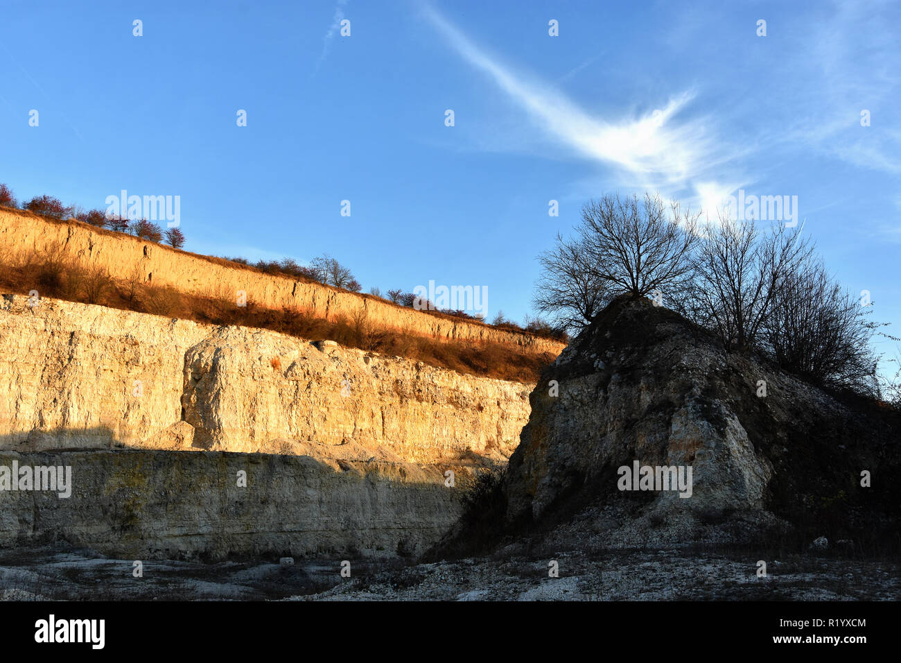 Stone quarry landscape in Dobrogea land, Romania Stock Photo - Alamy