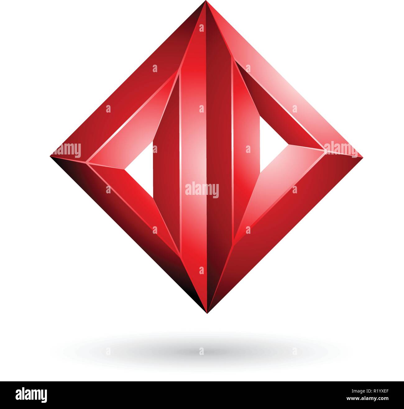 Vector Illustration of Red 3d Geometrical Embossed Triangle Diamond ...