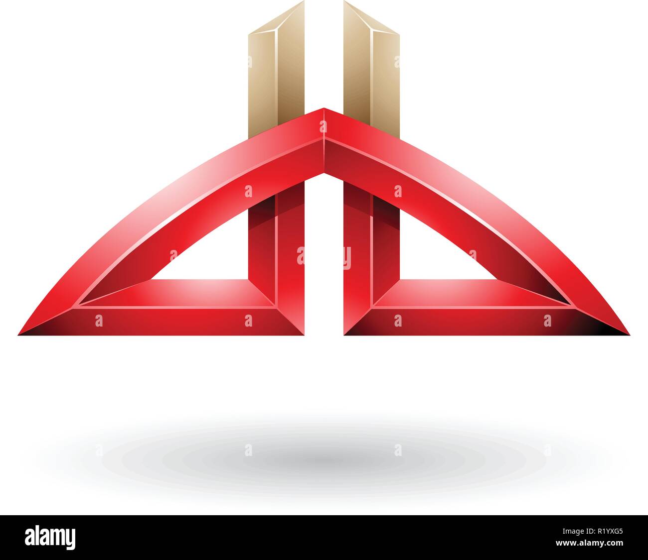 Vector Illustration of Red and Beige Bridged Letters of D and B ...