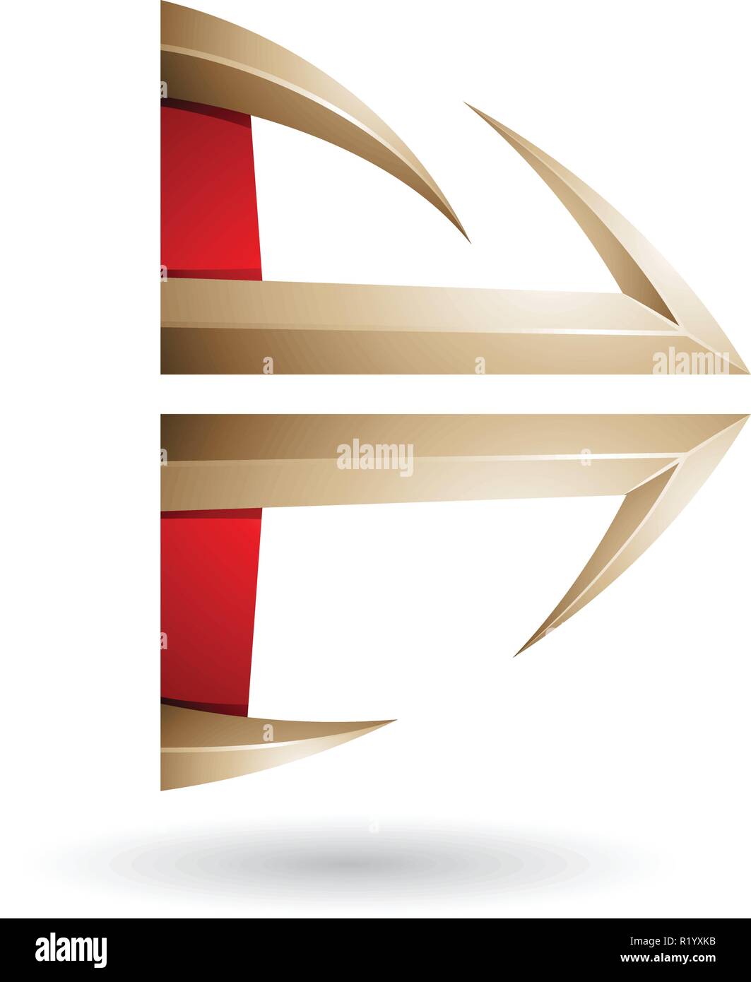 Vector Illustration of Red and Beige Glossy Embossed Arrow Shape ...