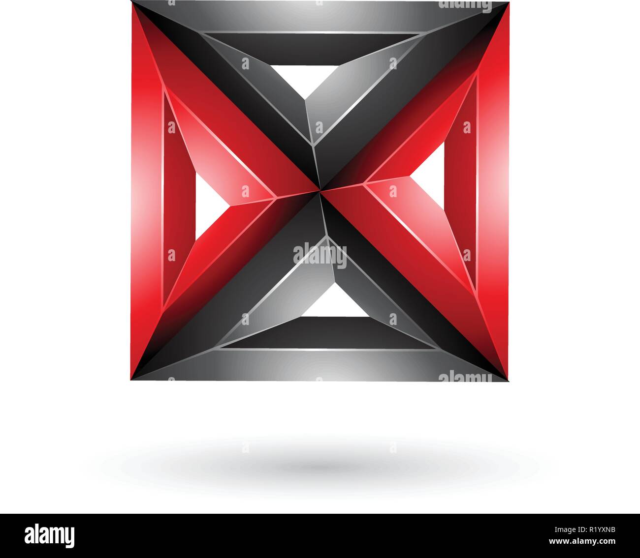 Vector Illustration of Red and Black 3d Geometrical Embossed Square and ...