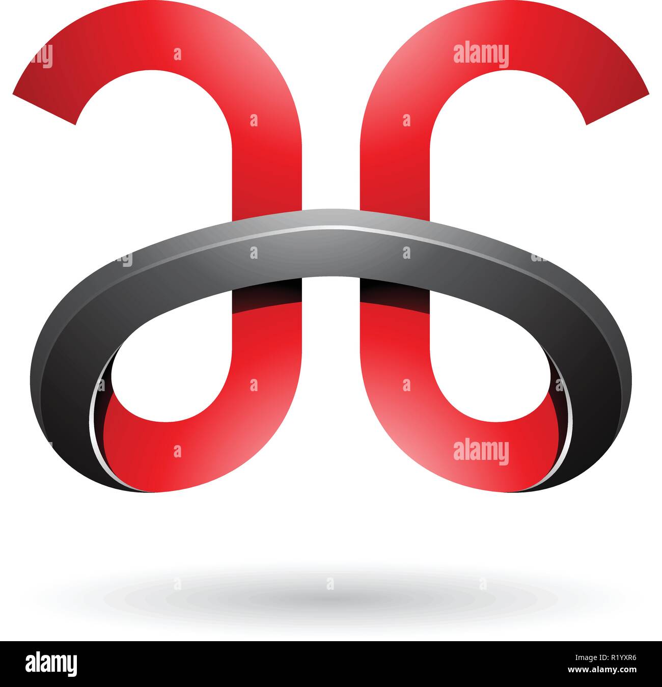 Vector Illustration of Red and Black Bold Curvy Letters A and G ...