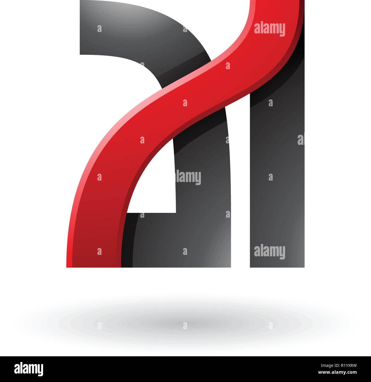 Vector Illustration of Red and Black Bold Dual Letters A and I isolated ...