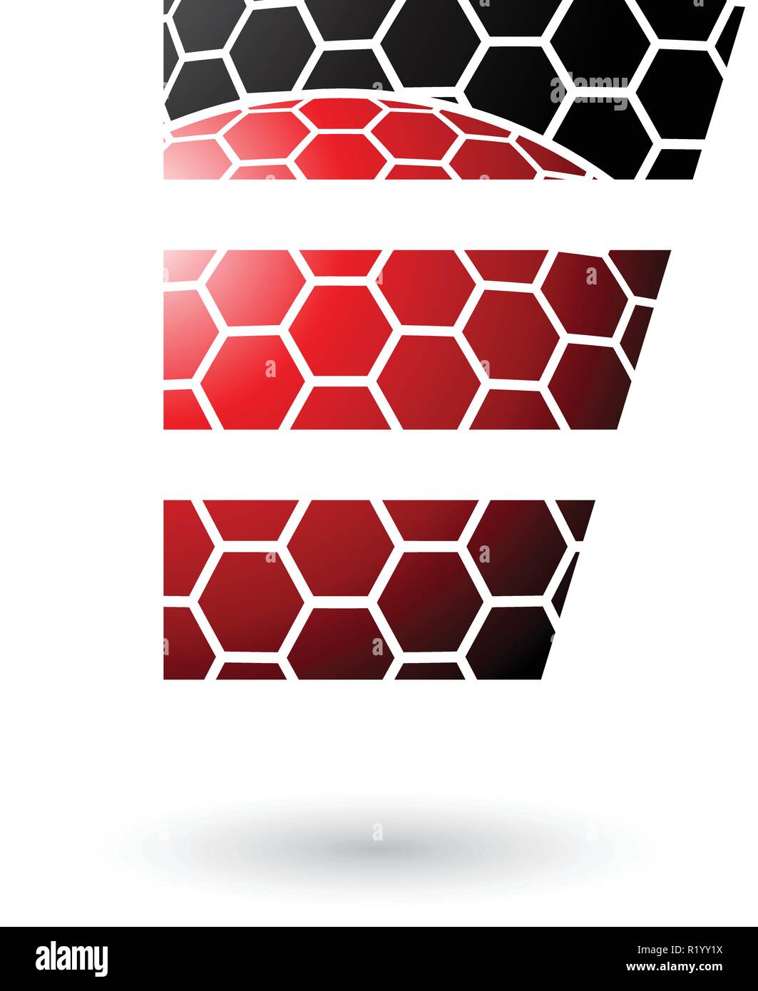 Vector Illustration of Red and Black Letter E with Honeycomb Pattern ...