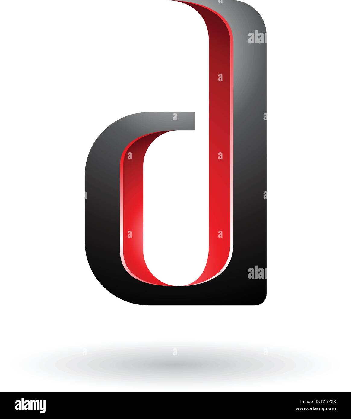 Vector Illustration of Red and Black Shaded Letter D isolated on a ...