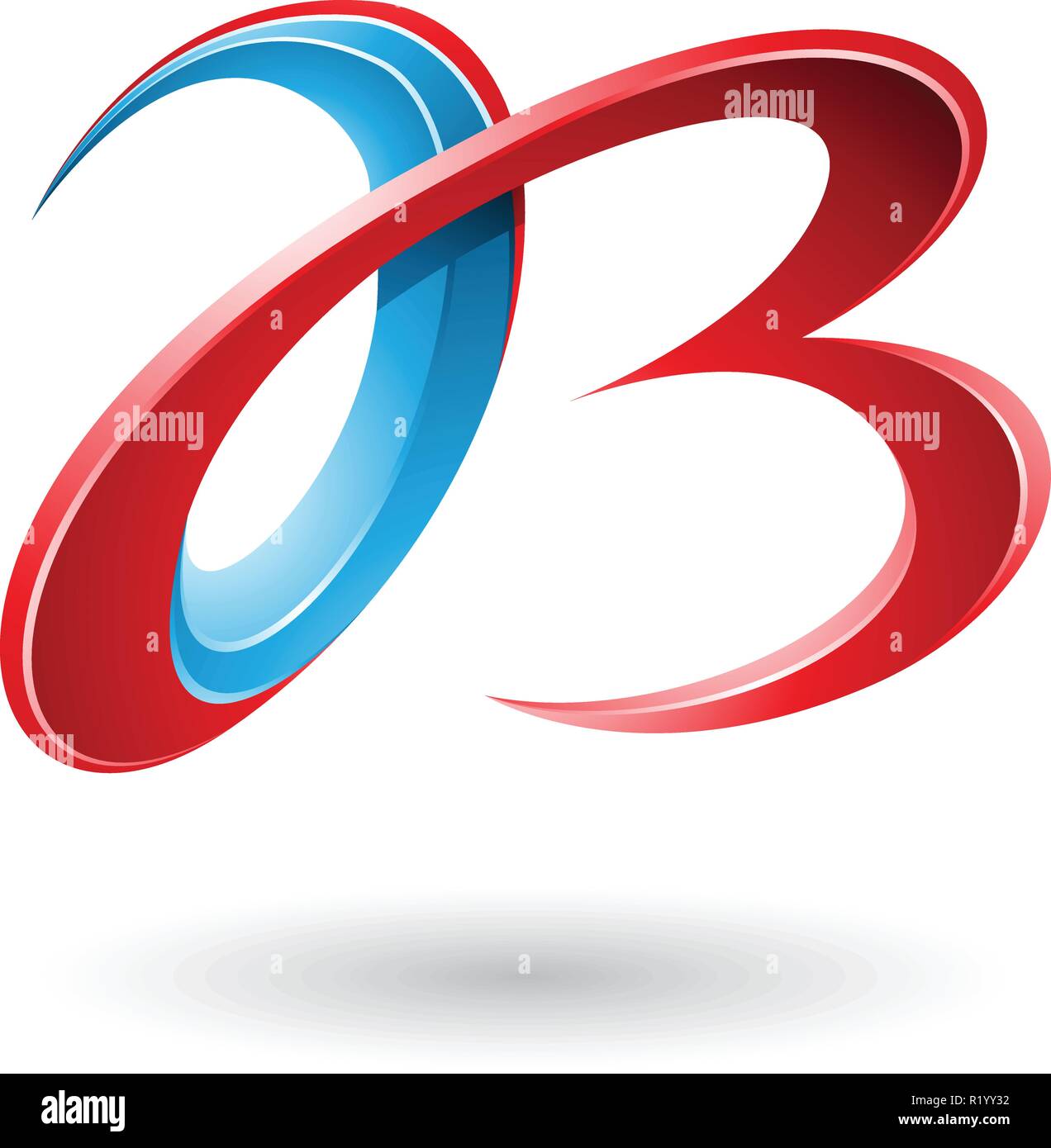 Vector Illustration of Red and Blue 3d Curly Letters A and B isolated ...