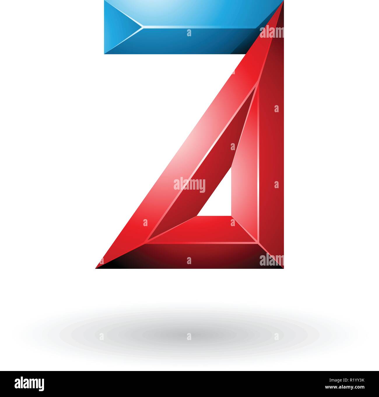 Vector Illustration of Red and Blue 3d Geometrical Embossed Letter A ...