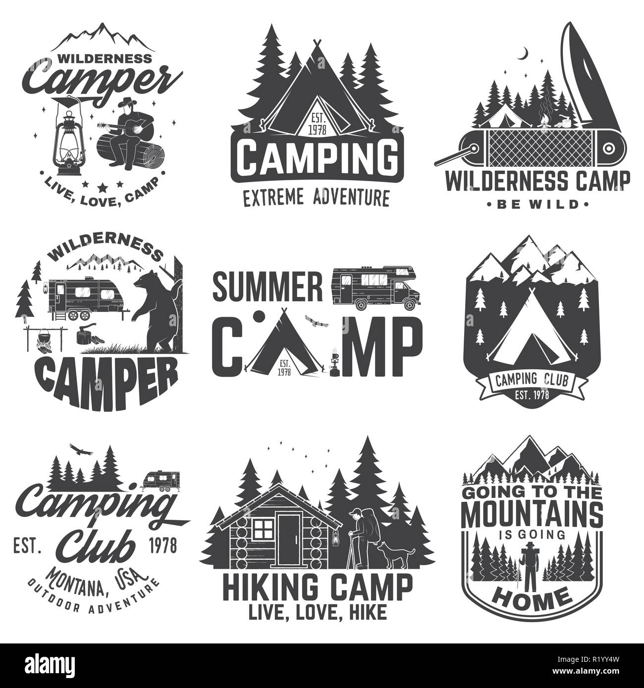 Summer camp. Vector illustration. Concept for shirt or patch, print ...