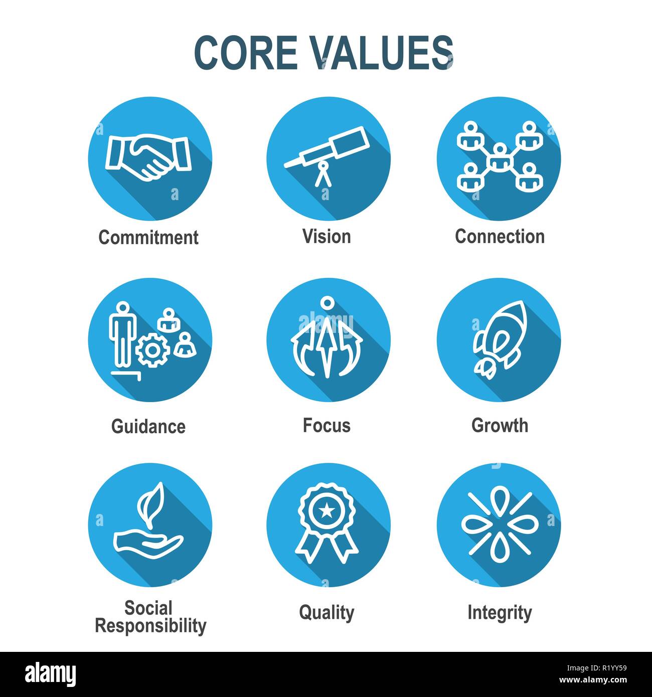 Core Values Outline or Line Icon Conveying Integrity & Purpose Stock ...