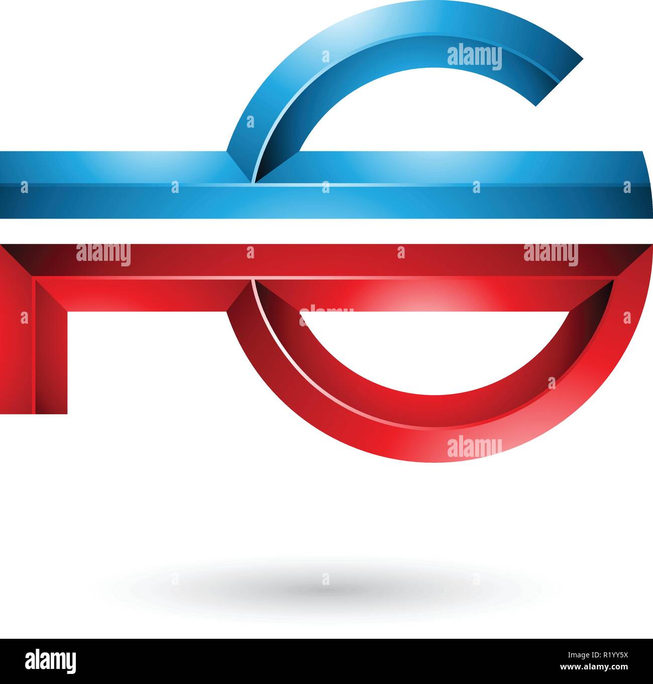 Vector Illustration of Red and Blue Abstract Key-like Symbol isolated ...