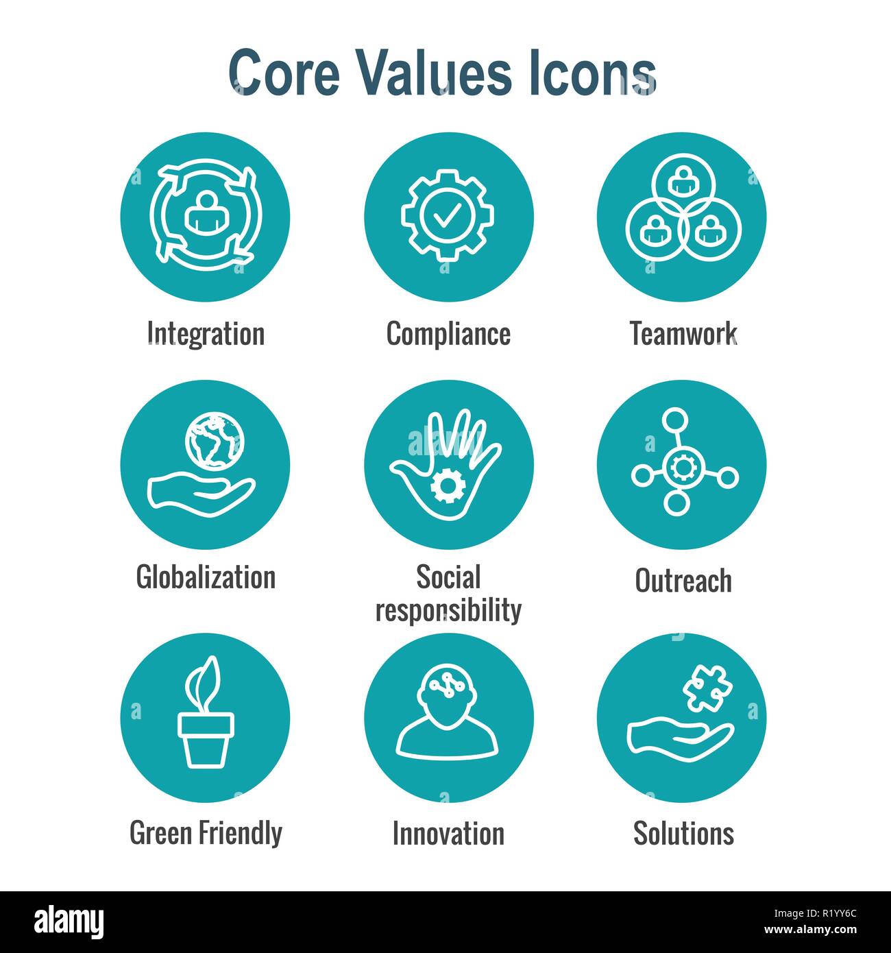 Core Values Outline or Line Icon Conveying Integrity & Purpose Stock ...