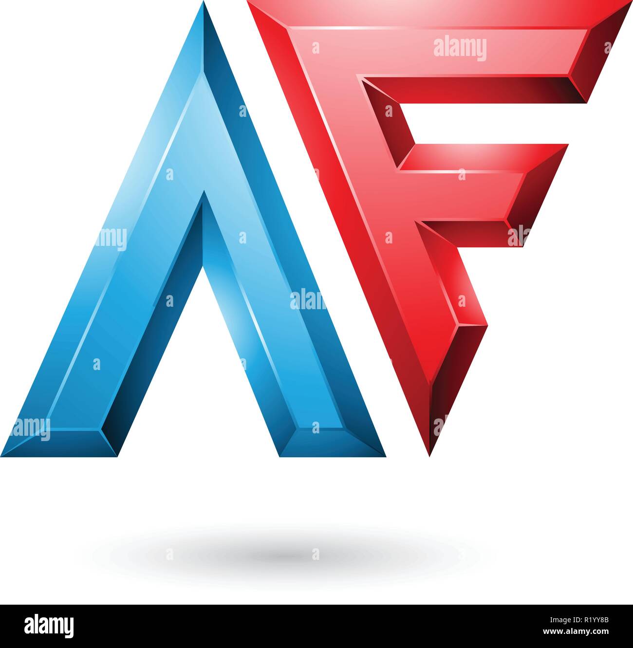 Vector Illustration of Red and Blue Glossy Dual Letters of Letters A ...