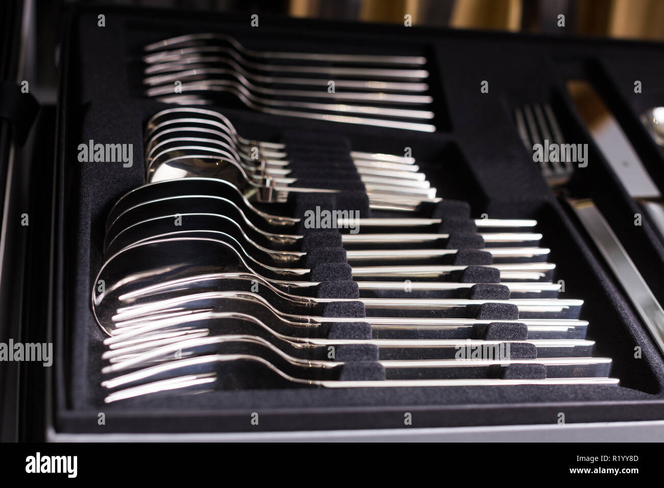Image of cutlery on the table in the restaurant Stock Photo - Alamy