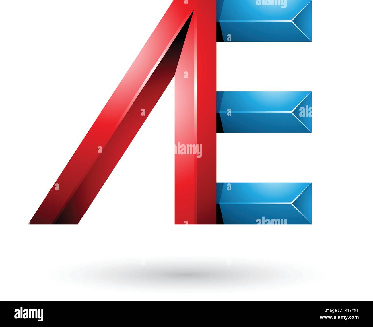Vector Illustration of Red and Blue Pyramid Like Dual Letters of A and ...