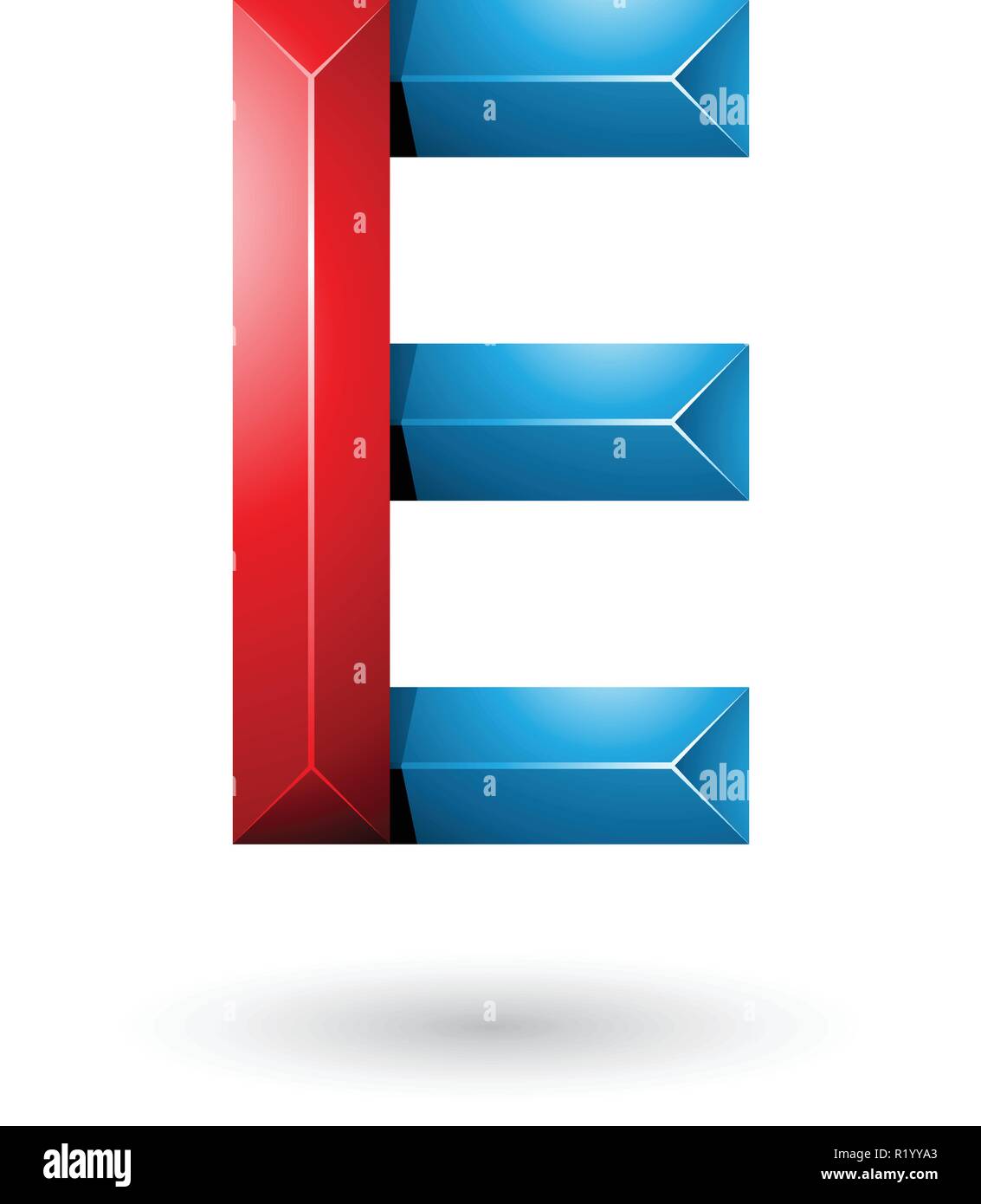 Vector Illustration of Red and Blue Pyramid Like Geometrical Letter E ...