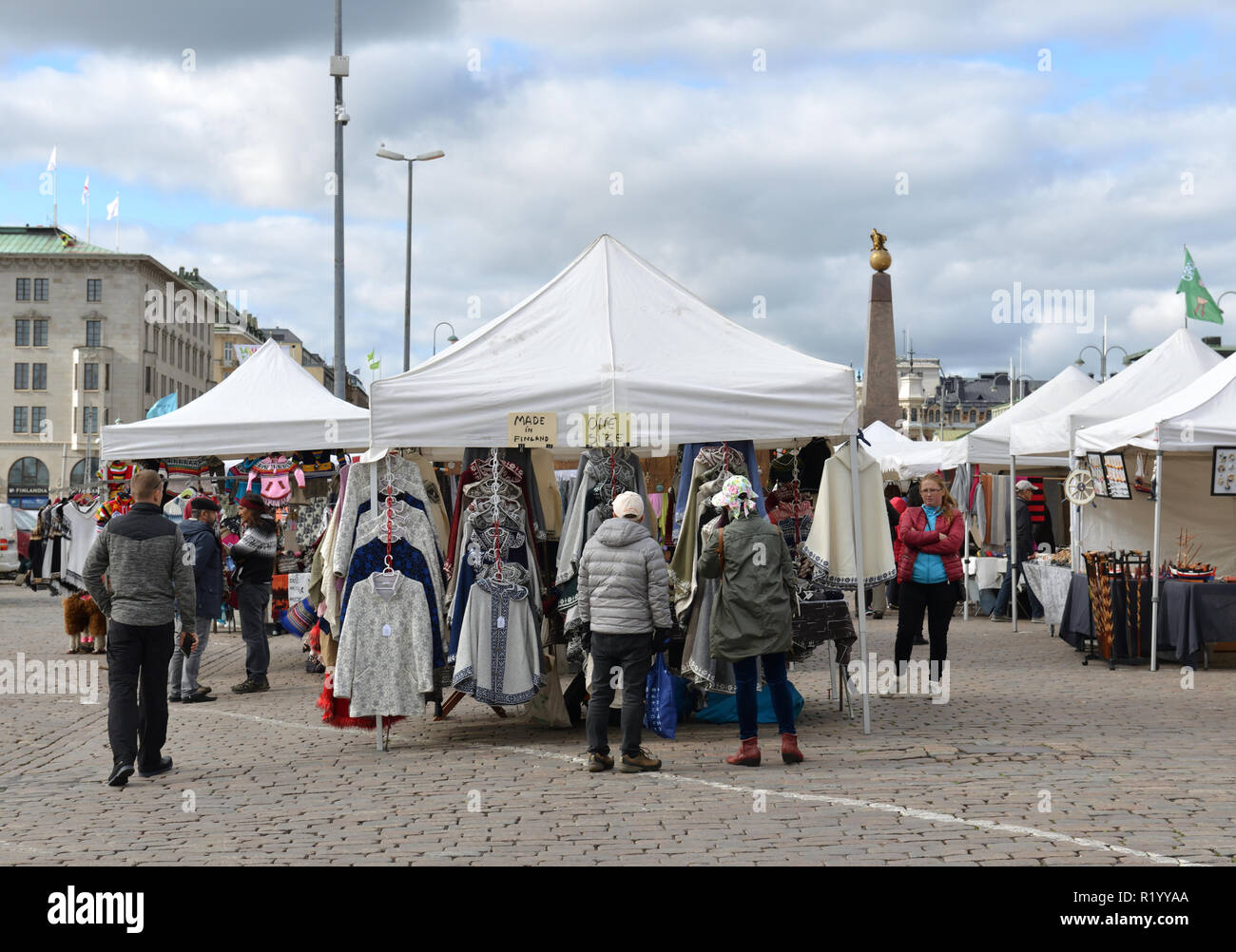 Market Square (Kauppatori). Finnish souvenirs, gifts and clothes Stock ...
