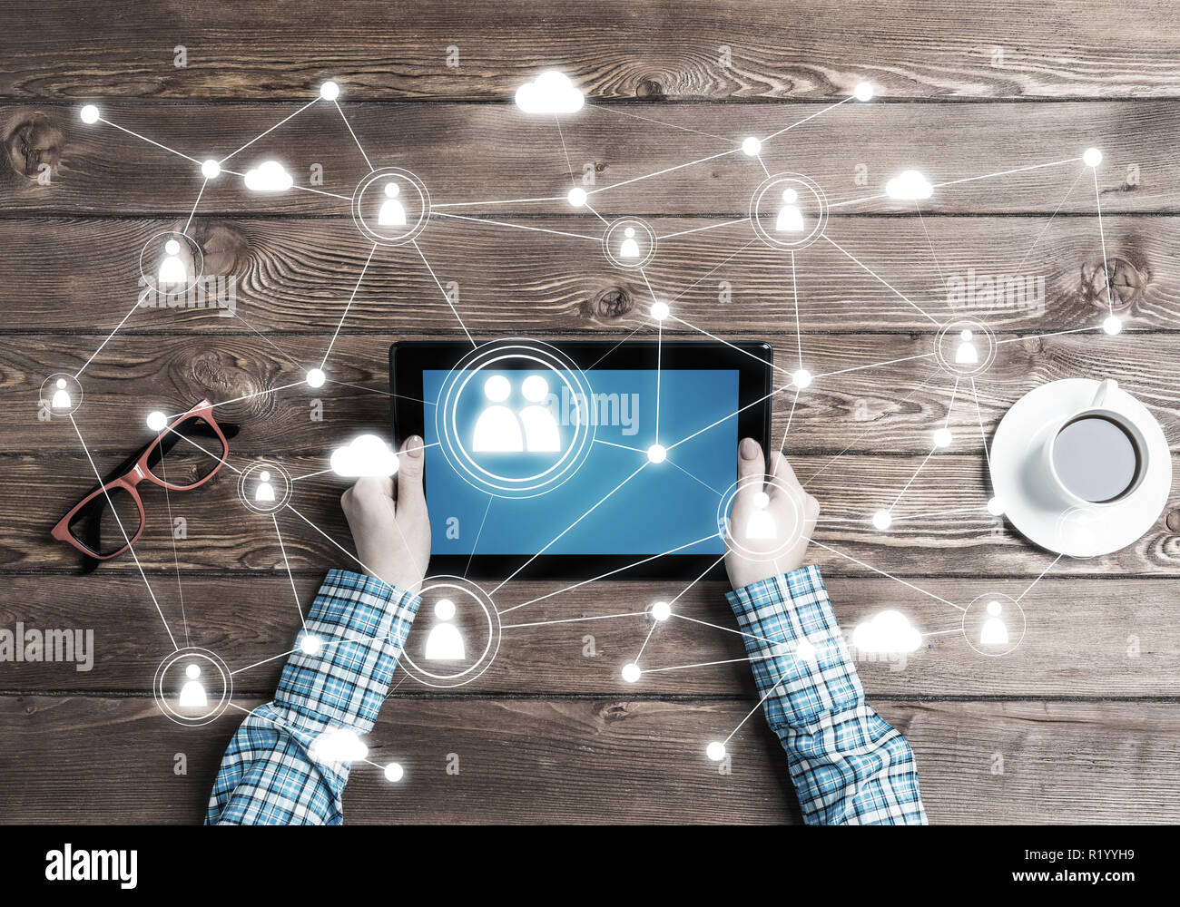 Concept of social communication and networking with social connection ...