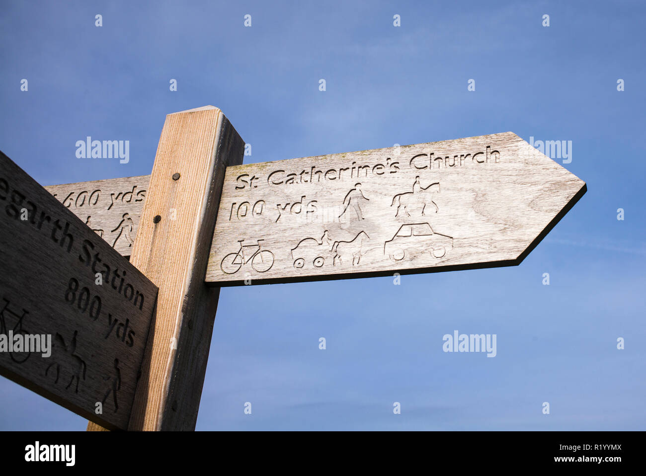 Signpost to St Catherine's Church at Boot in Eskdale, Lake District ...