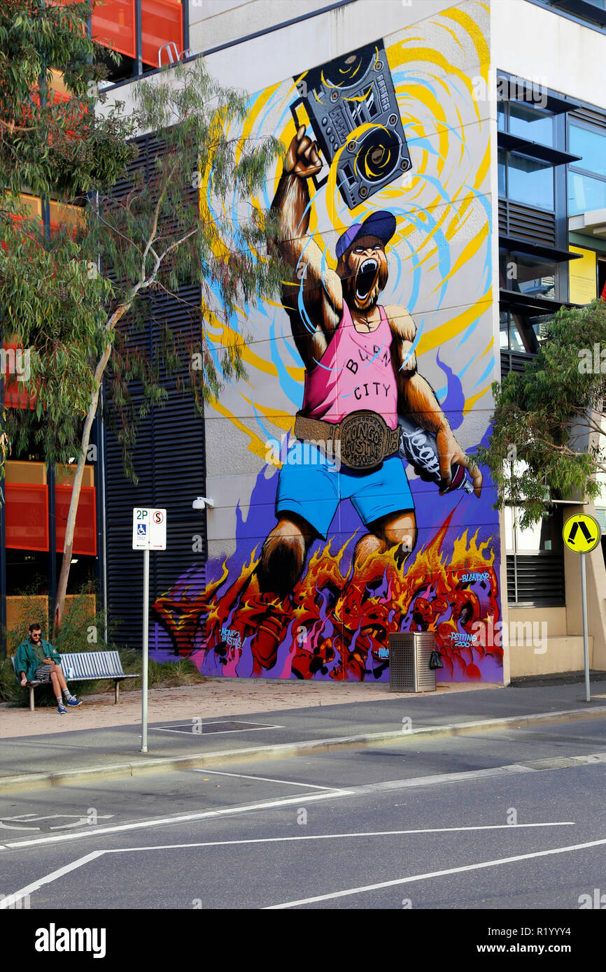 Street Art, Graffiti in Melbourne Docklands. Australia Stock Photo - Alamy