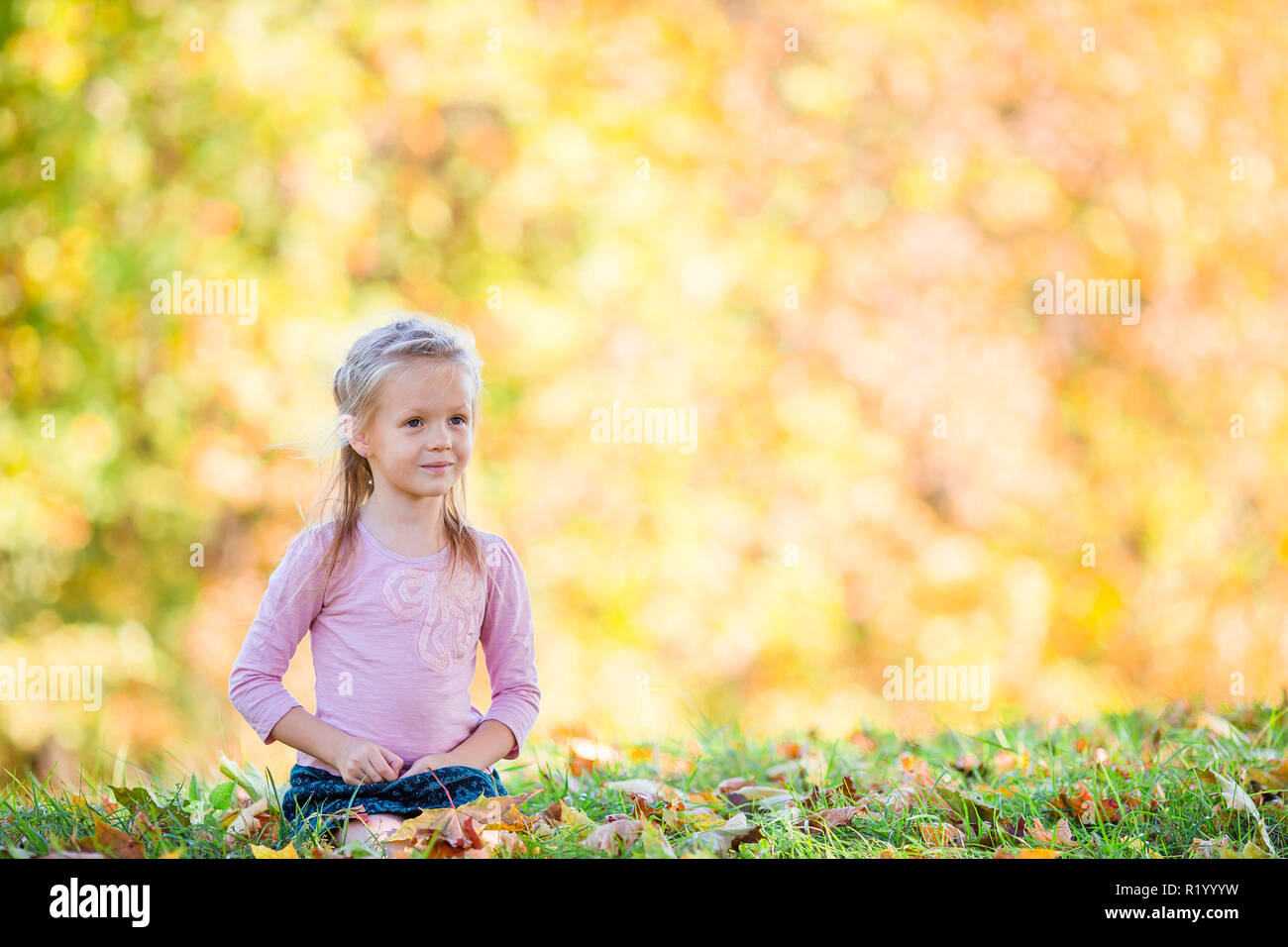 Adorable little girl at beautiful autumn day outdoors Stock Photo - Alamy