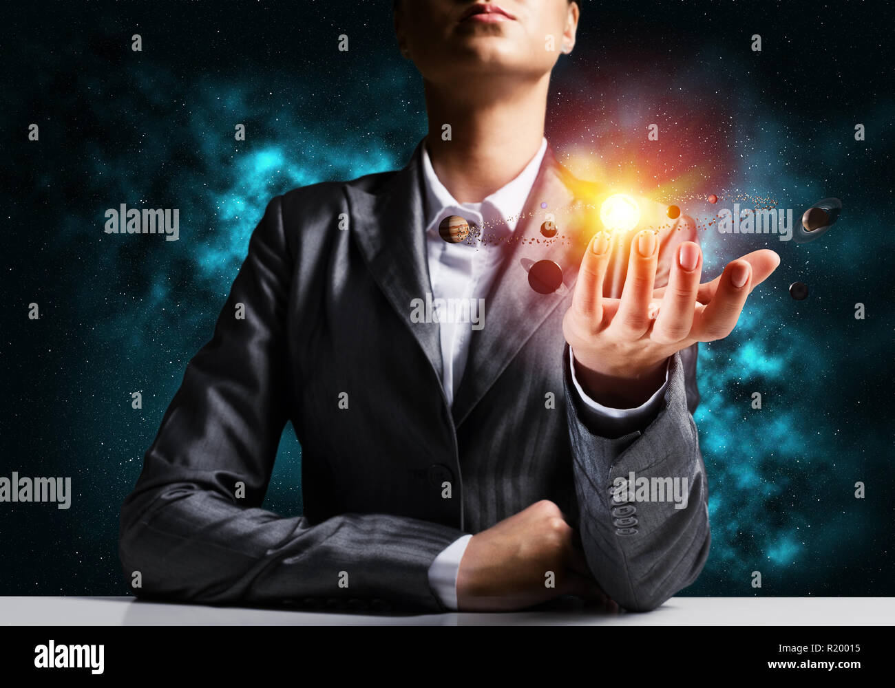 Hands and solar system planets hi-res stock photography and images - Alamy