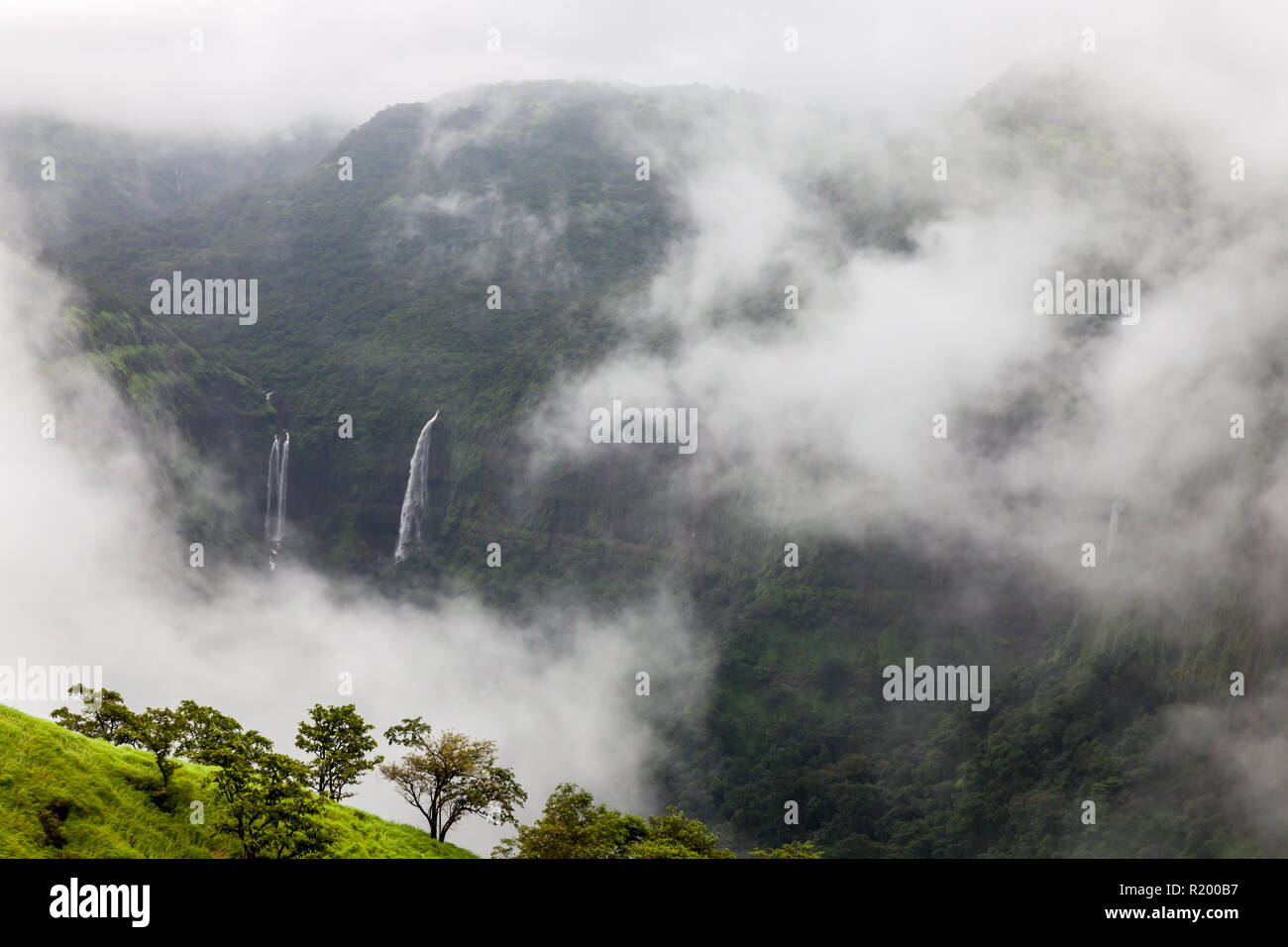 Monsoon landscapes around Tamhini Ghat and Mulshi Dam in western ghats ...