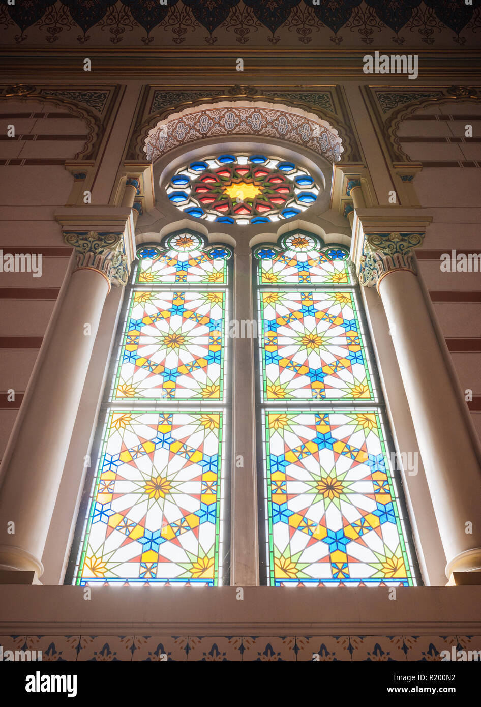 Stained glass window, Interior of Vijećnica, Old Town, Sarajevo, Bosnia ...