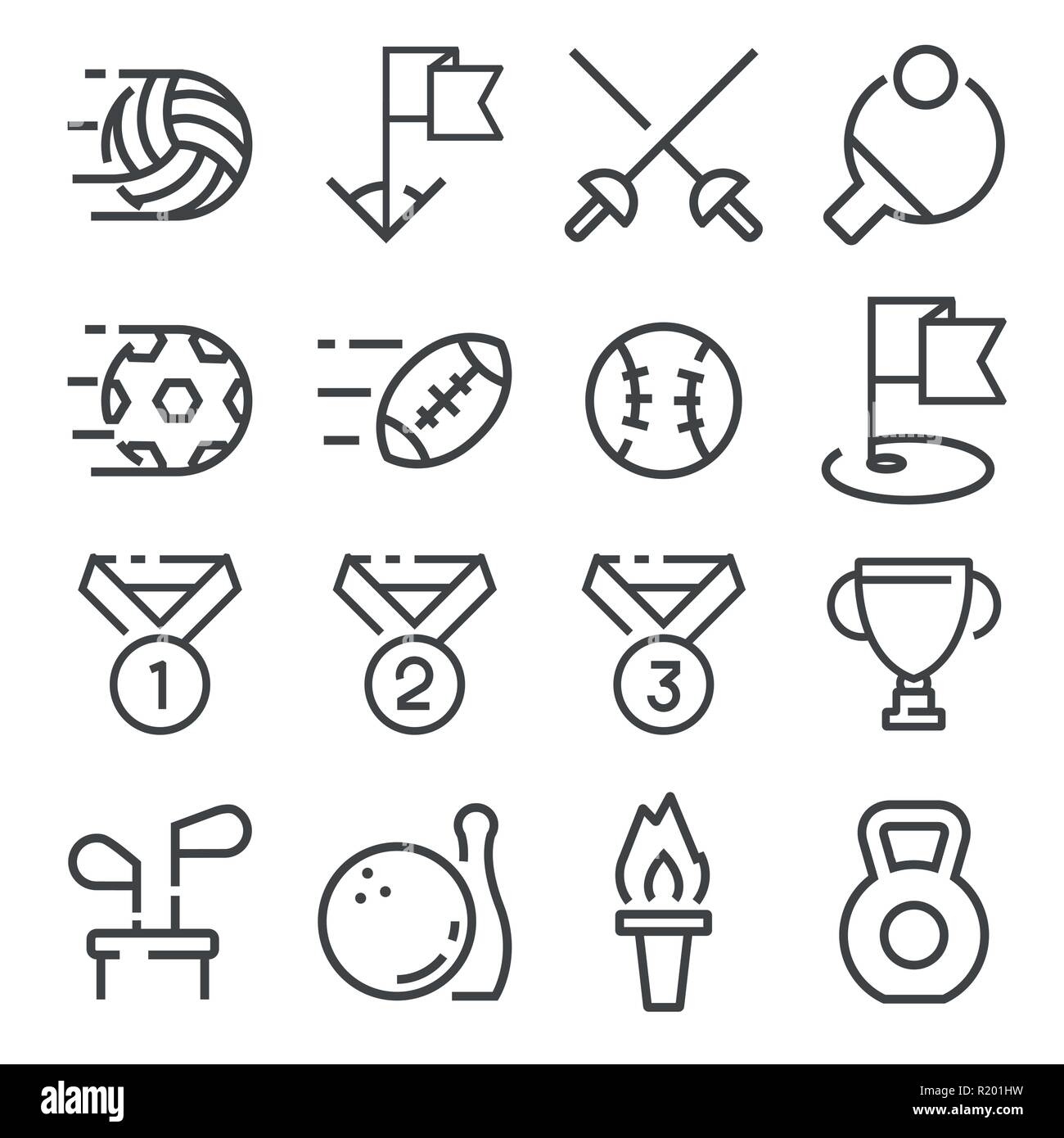 Vector gray line Sport and athletic icons set Stock Vector Image & Art ...
