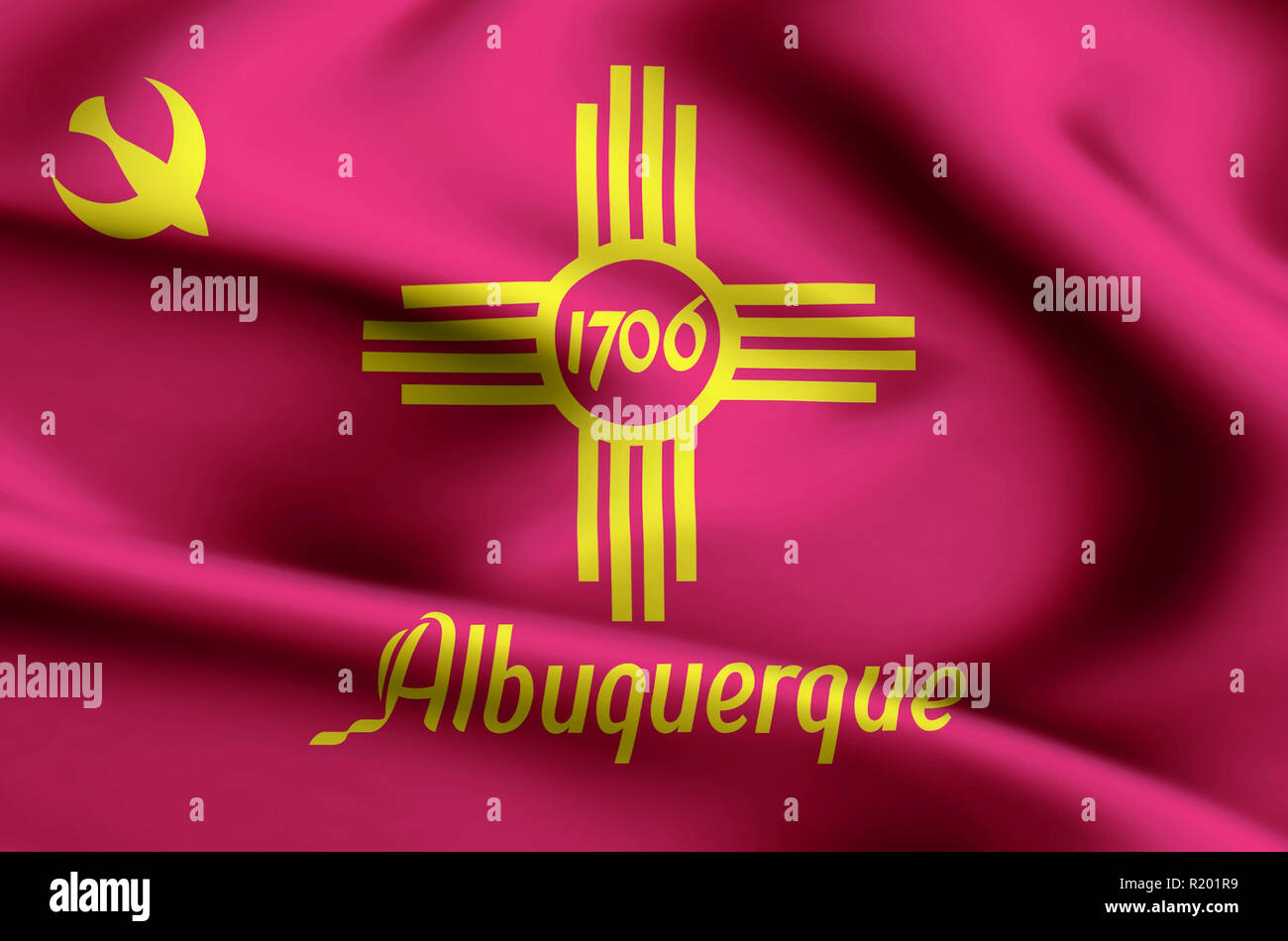 Albuquerque New Mexico modern and realistic closeup flag illustration ...
