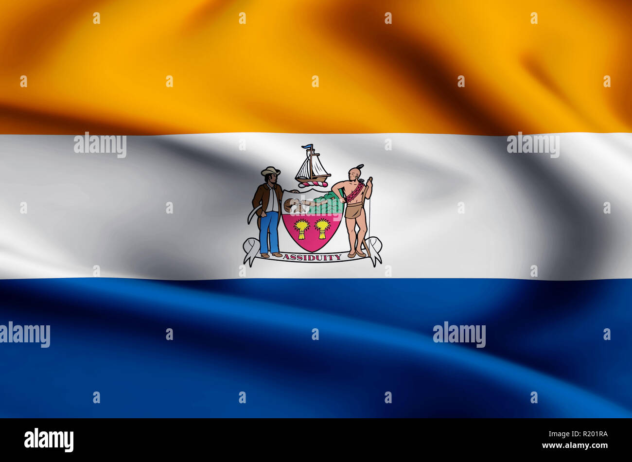 Albany New York modern and realistic closeup flag illustration. Perfect ...