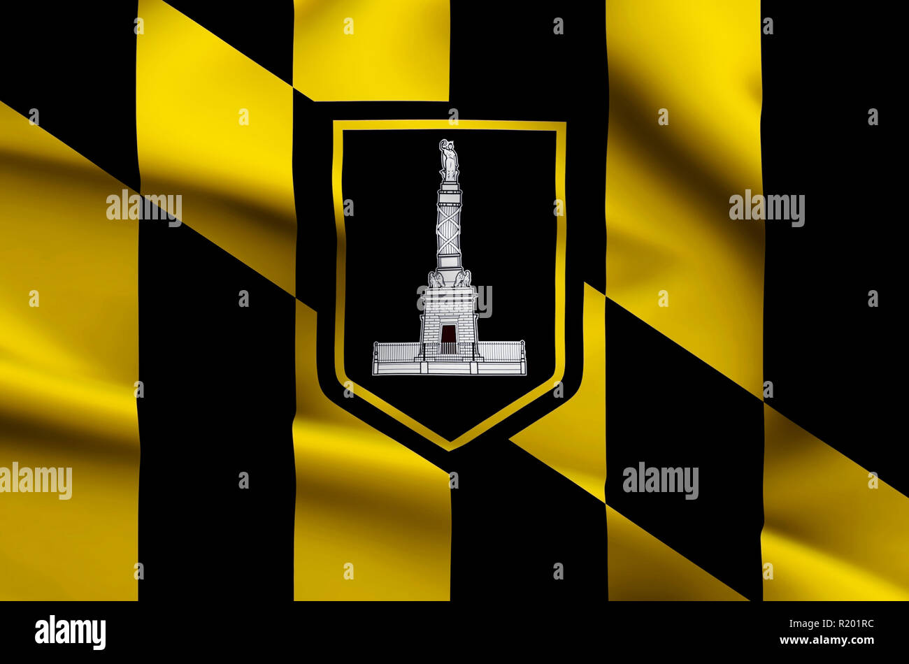 Baltimore City modern and realistic closeup flag illustration. Perfect ...