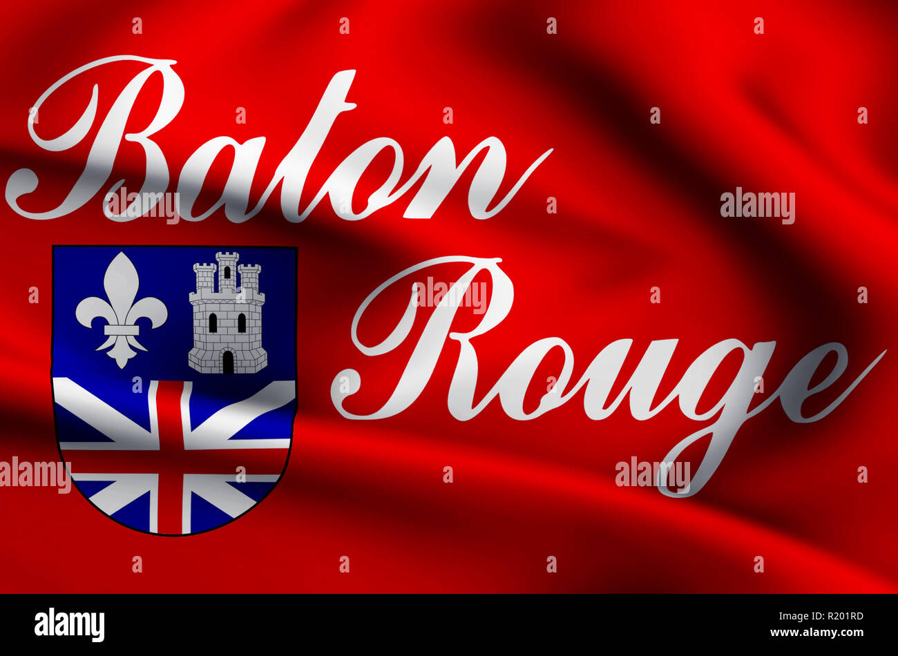 Baton Rouge modern and realistic closeup flag illustration. Perfect for ...