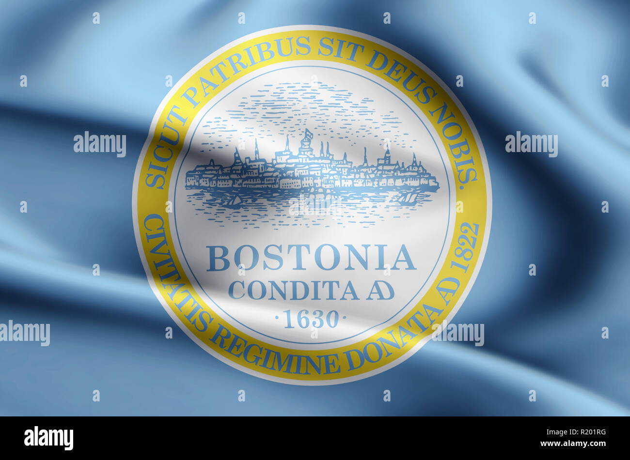 Boston modern and realistic closeup flag illustration. Perfect for ...