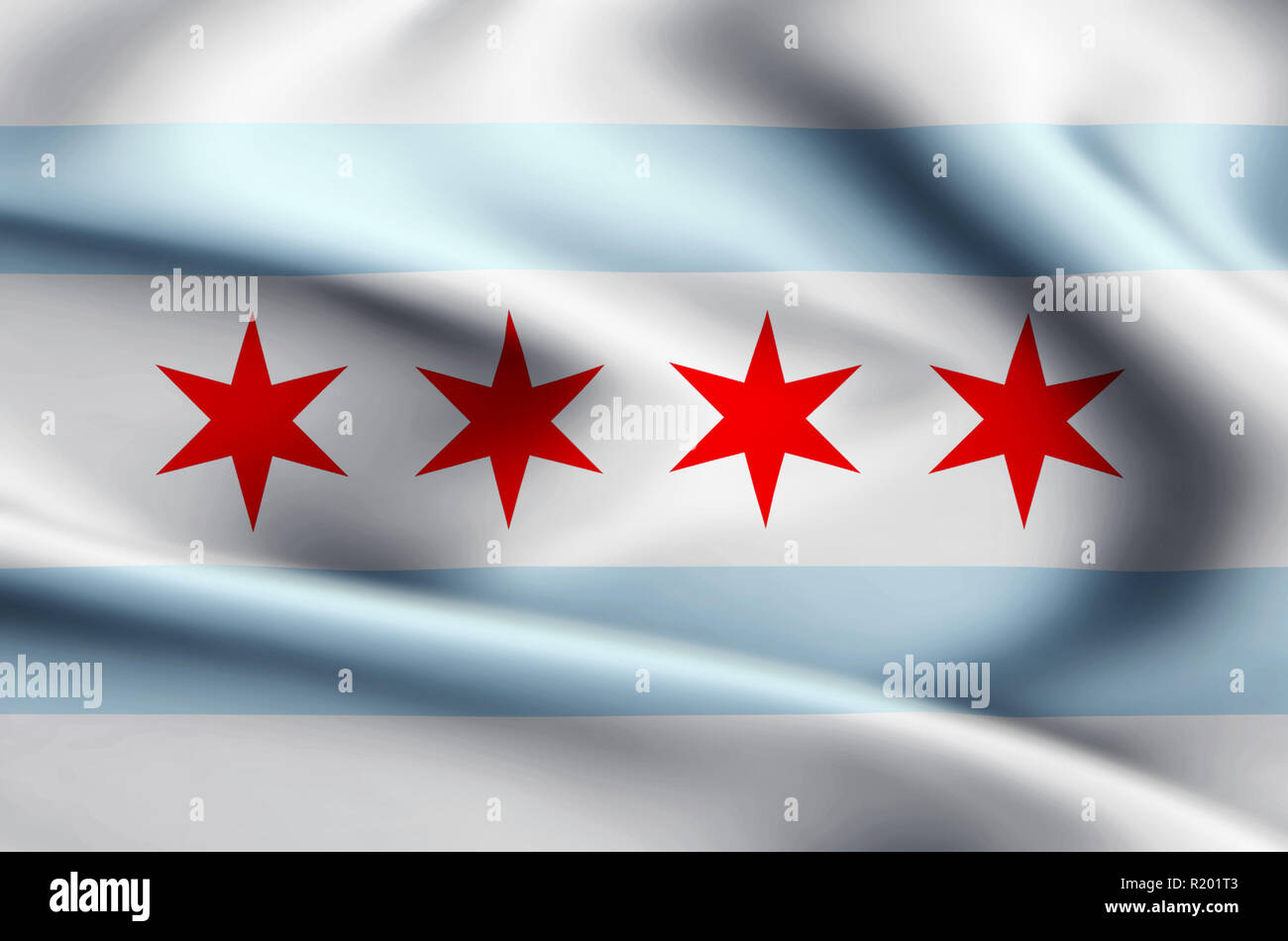Chicago modern and realistic closeup flag illustration. Perfect for ...