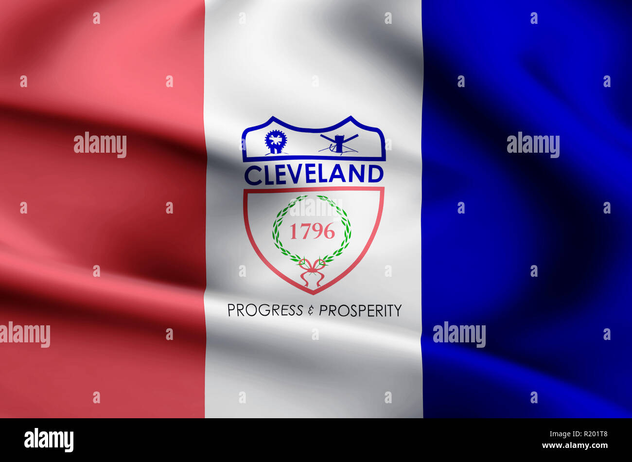 Cleveland modern and realistic closeup flag illustration. Perfect for ...