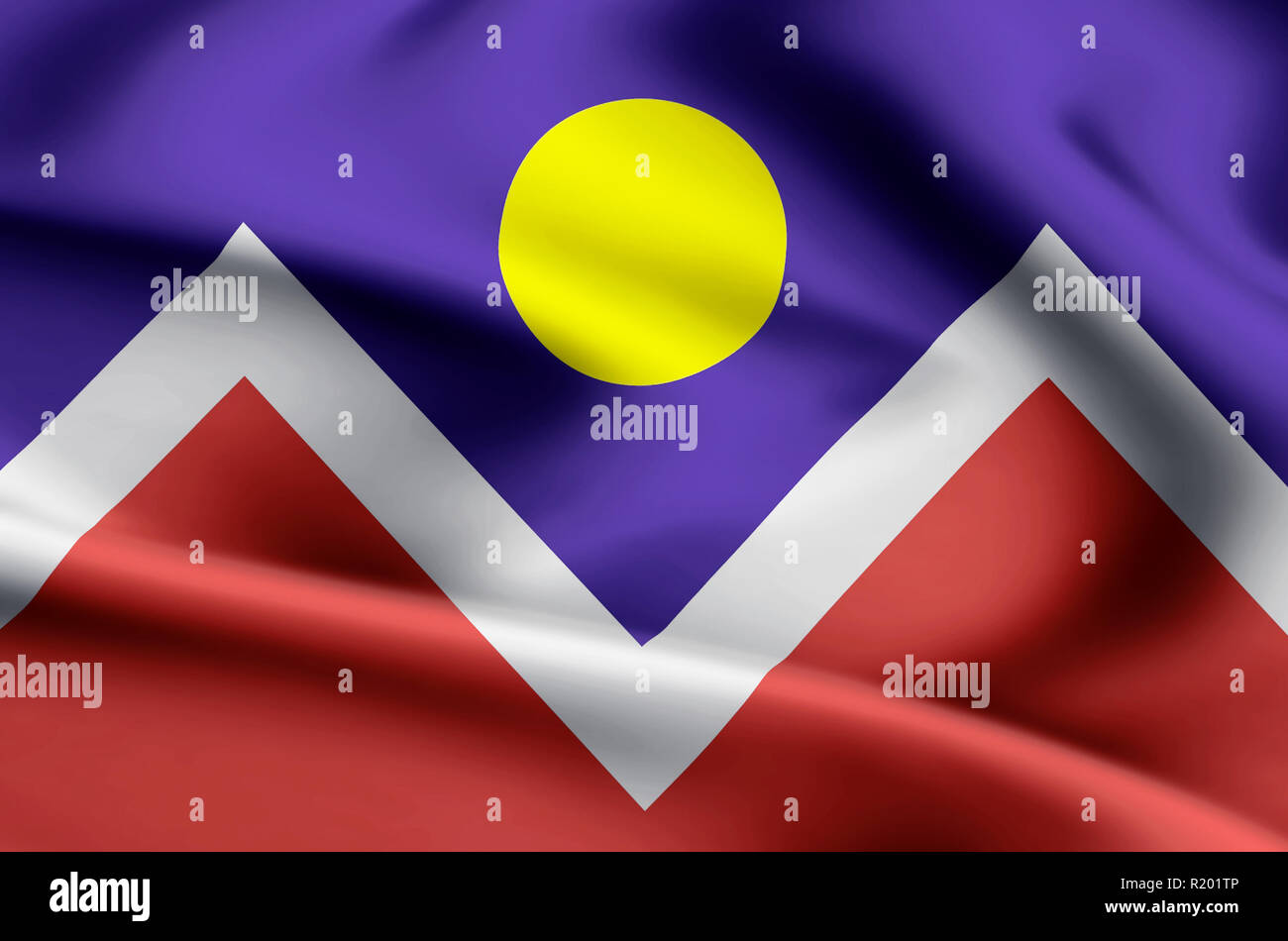 Denver Colorado modern and realistic closeup flag illustration. Perfect ...