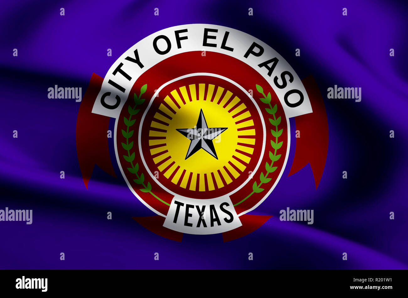 El Paso Texas modern and realistic closeup flag illustration. Perfect ...