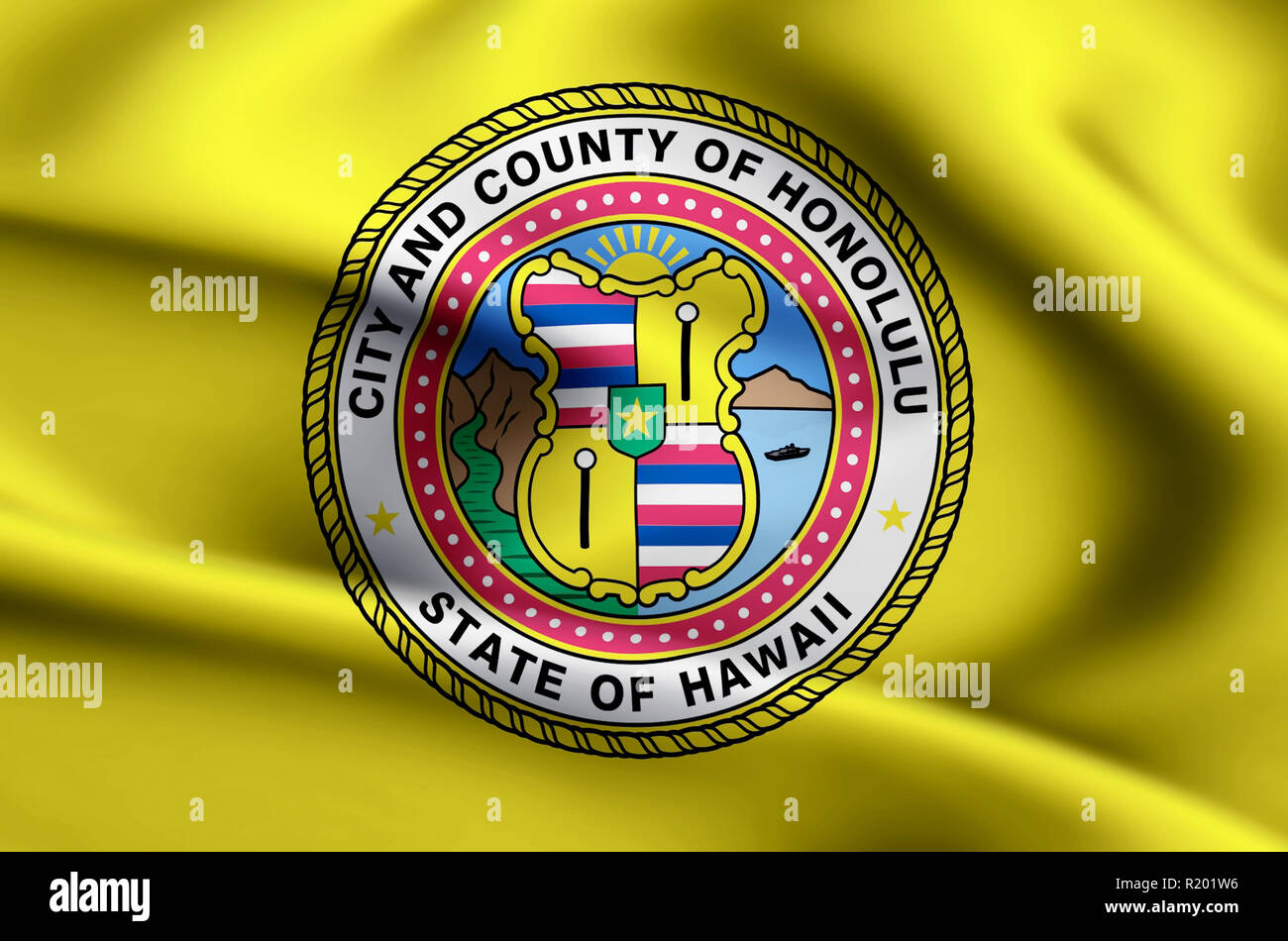 Honolulu Hawaii modern and realistic closeup flag illustration. Perfect ...