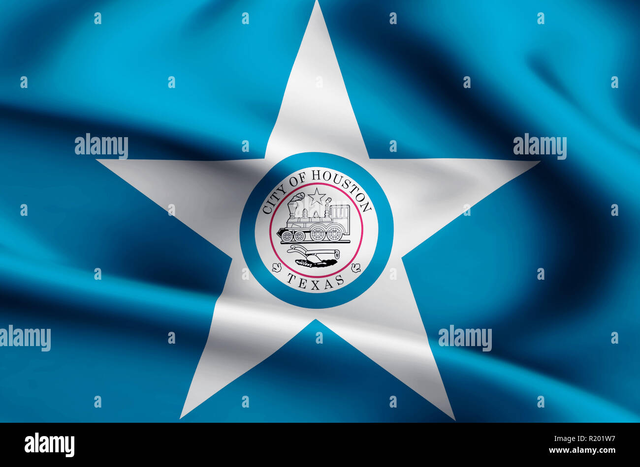 Houston Texas modern and realistic closeup flag illustration. Perfect ...