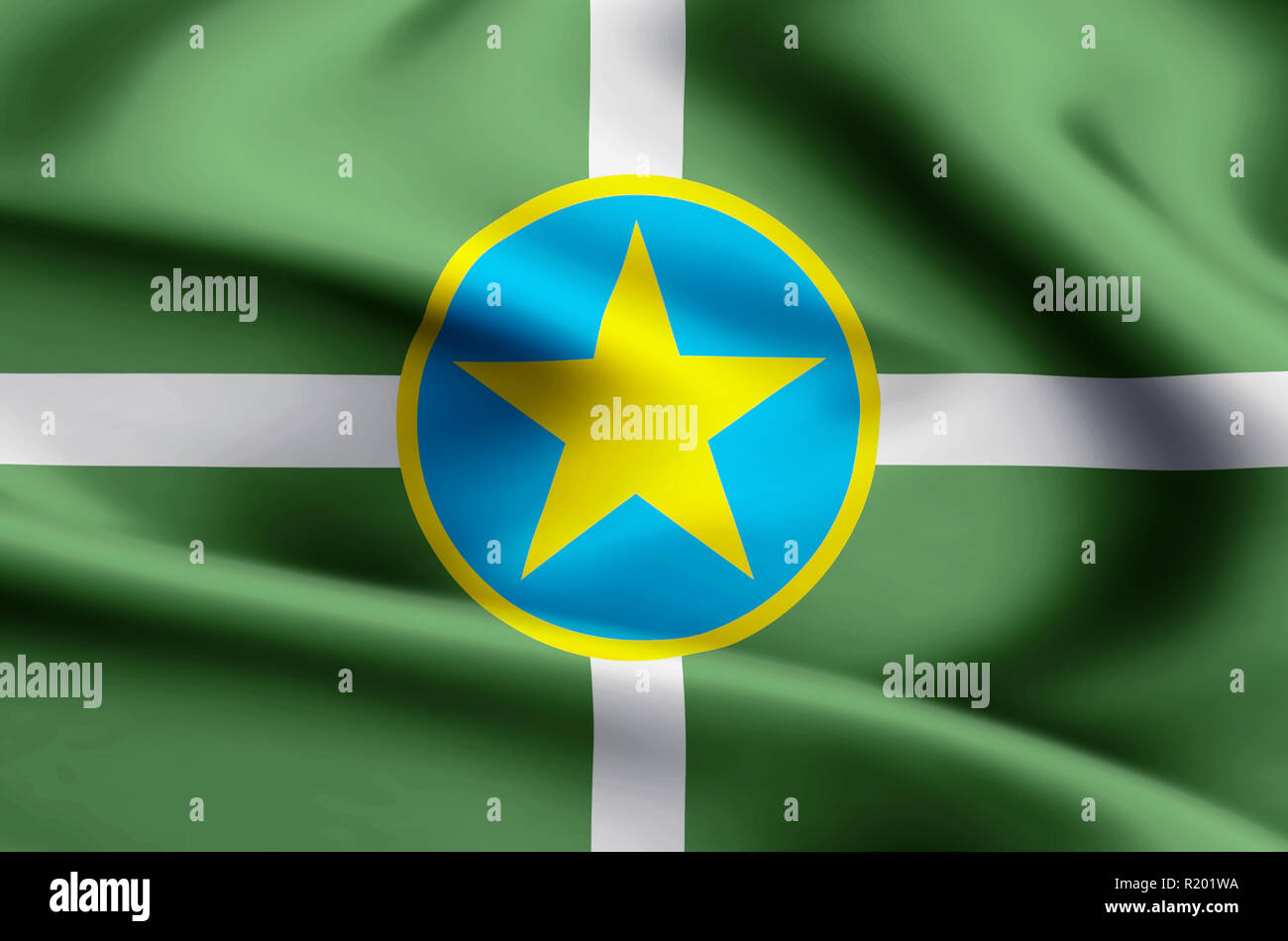 Jackson Mississippi modern and realistic closeup flag illustration ...