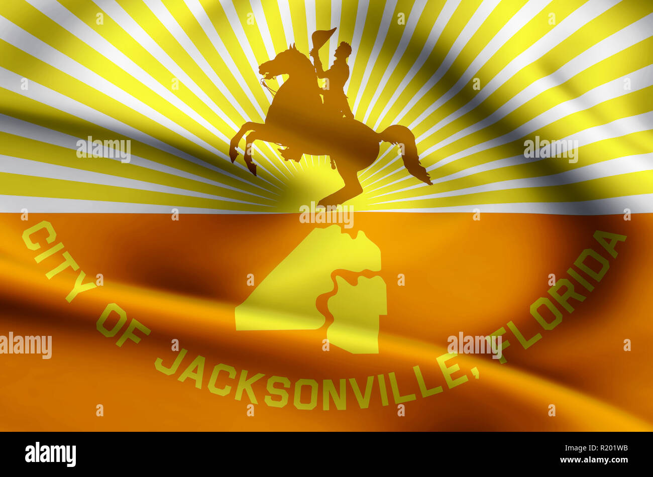 Jacksonville Florida modern and realistic closeup flag illustration ...